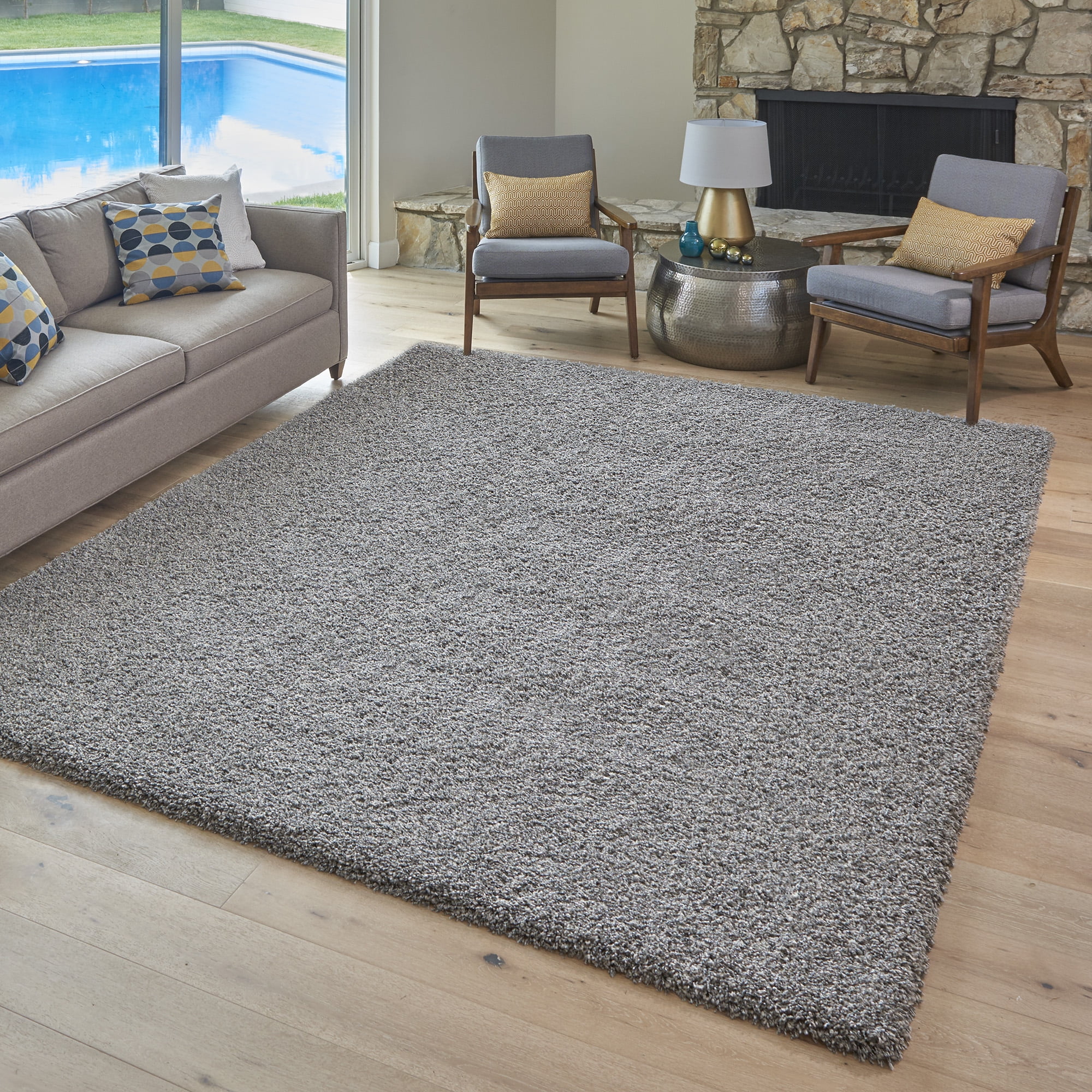 Gertmenian Ultimate Shag Solid Color Smoke Indoor Area Rug, 8x10 ...