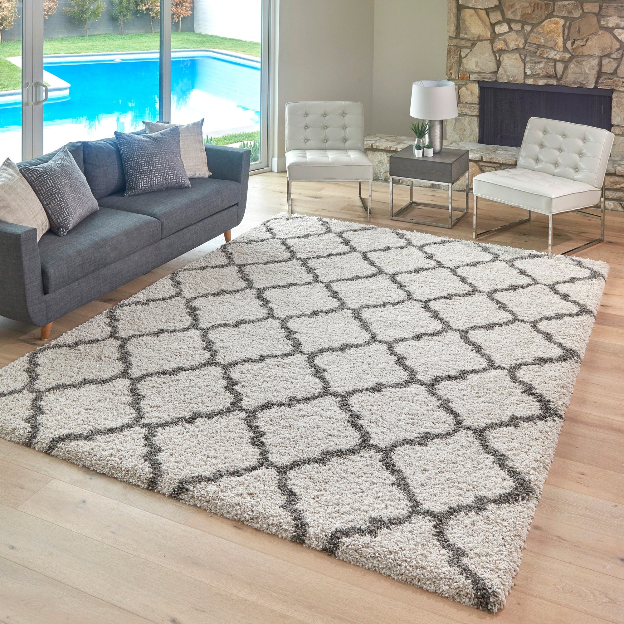 Gertmenian Ultimate Shag Tile Shag Moroccan Gray Area Rug, 6x9 ...