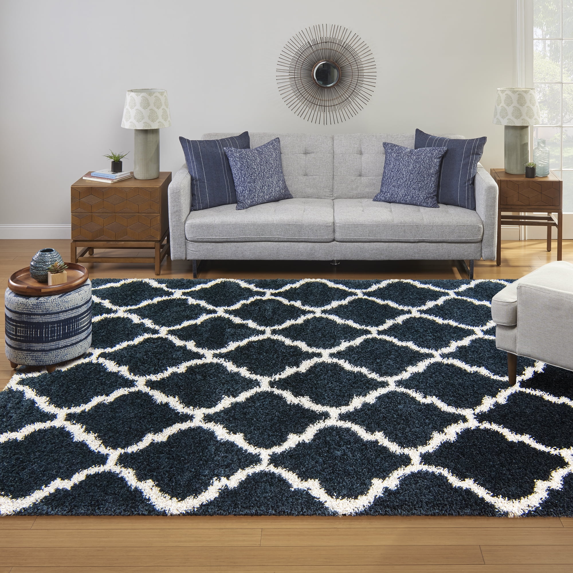 Gertmenian Ultimate Shag Tile Shag Moroccan Ivory Indoor Area Rug, 6x9 ...