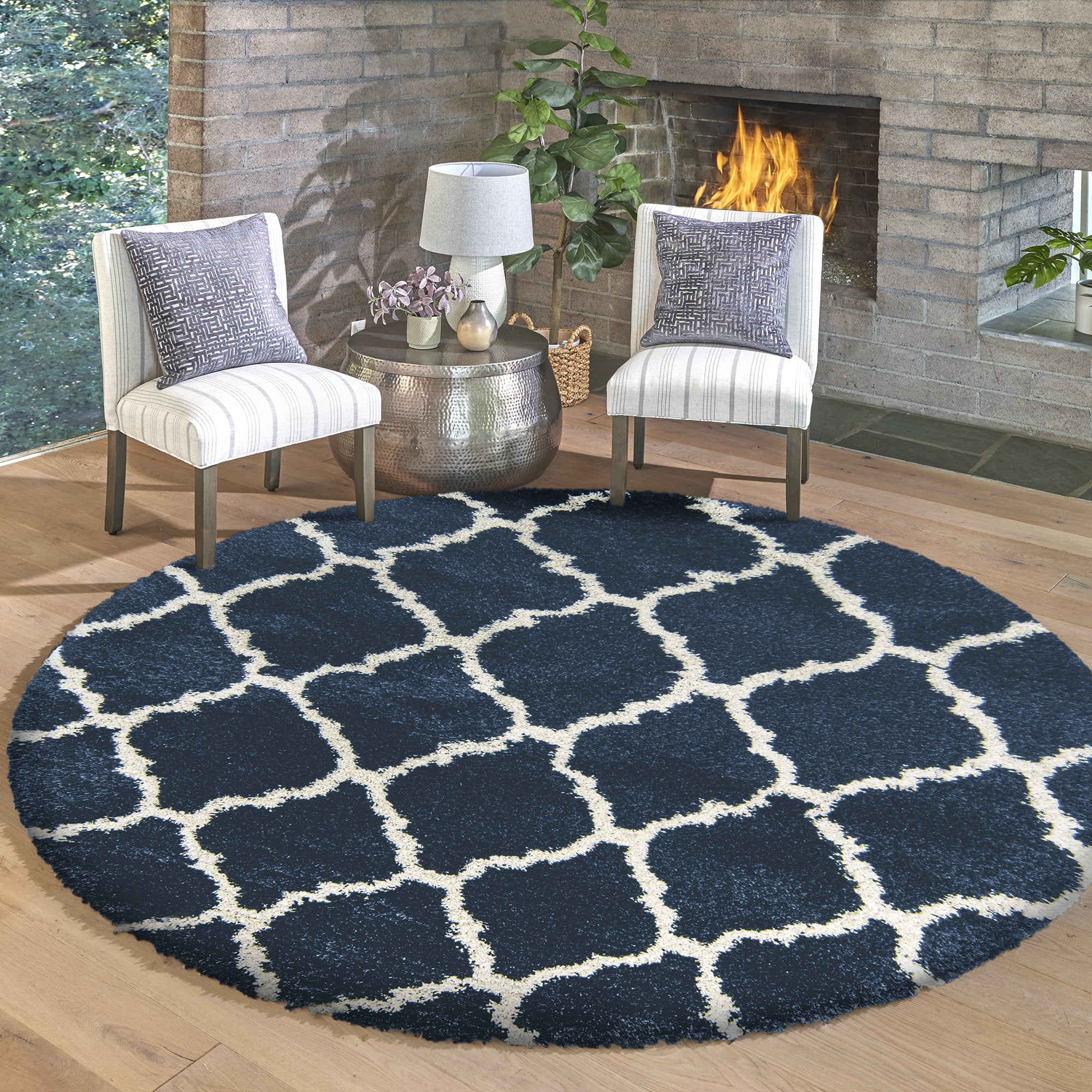 Gertmenian Ultimate Shag Tile Shag Moroccan Navy Indoor Area Rug, 8 ...