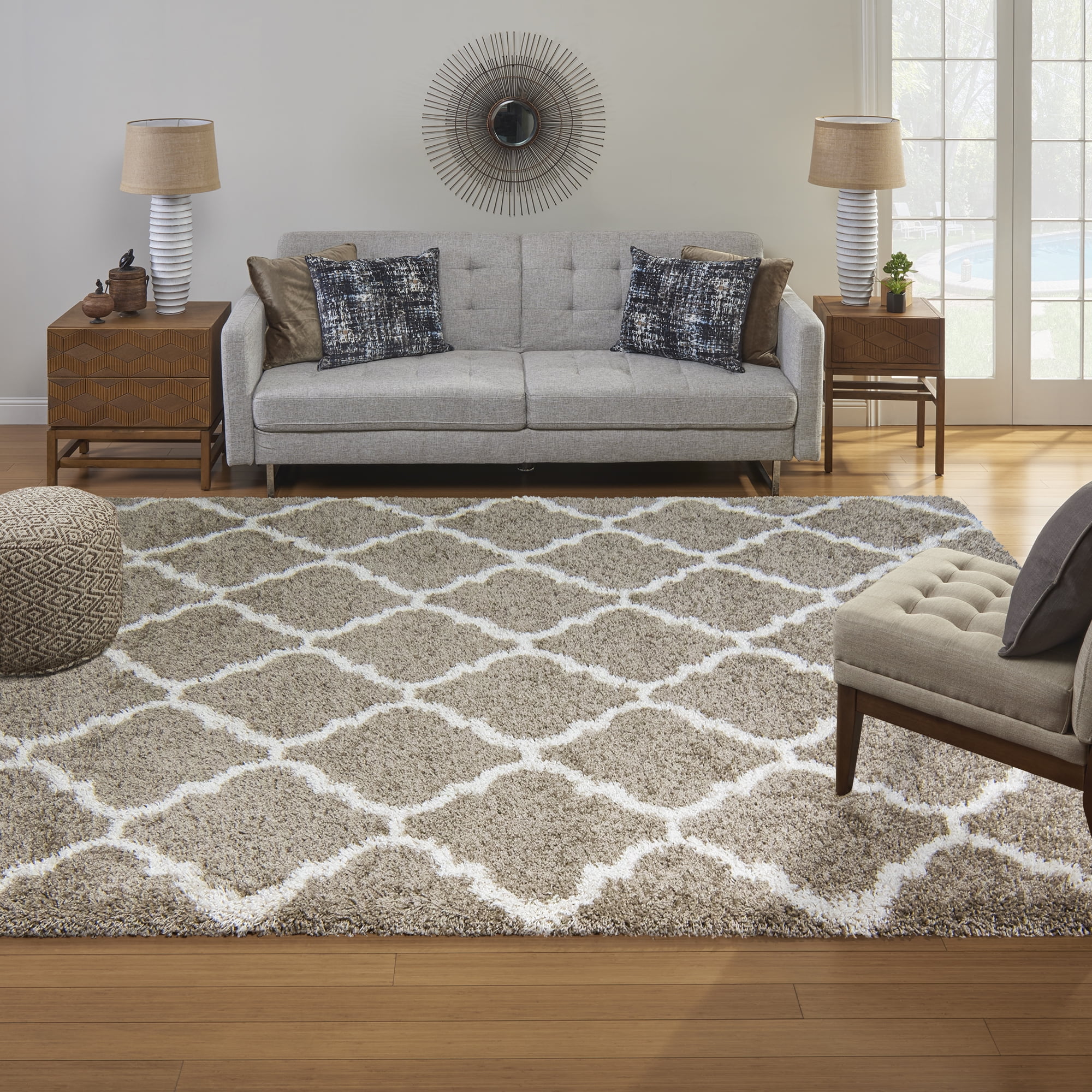 Gertmenian Ultimate Shag Tile Shag Moroccan Tan Indoor Area Rug, 8x10 ...