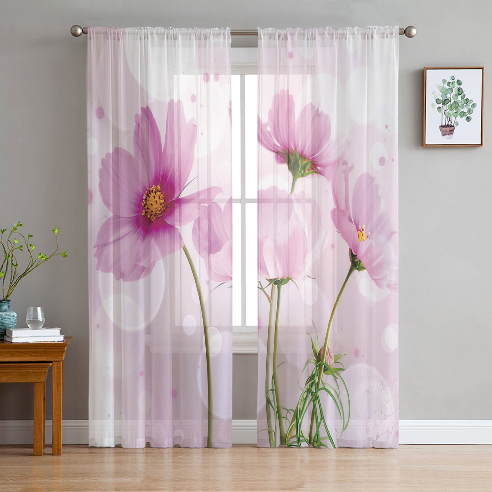Gesang Flower Spring Fresh Tulle Curtains for Living Room Bedroom Sheer ...