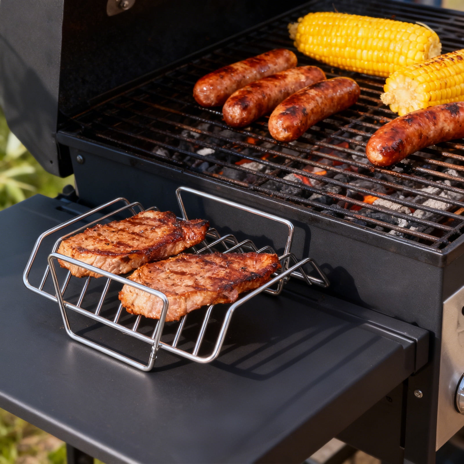 Gestone Roasting Rack For Turkey, 2-In-1 Rib Rack For Smoker Grill With ...