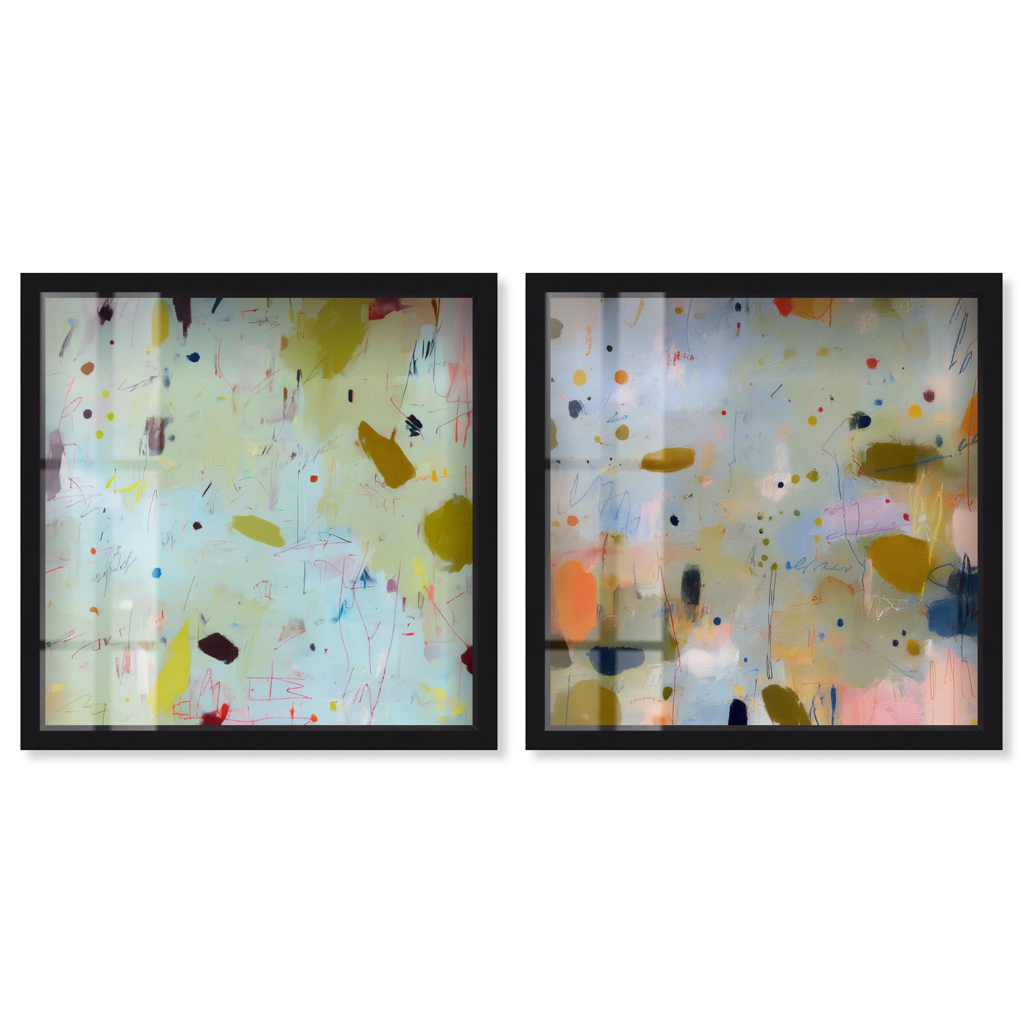 Gestural Dialogue Shadowbox Print Modern Abstract Art Set by Art Remedy ...