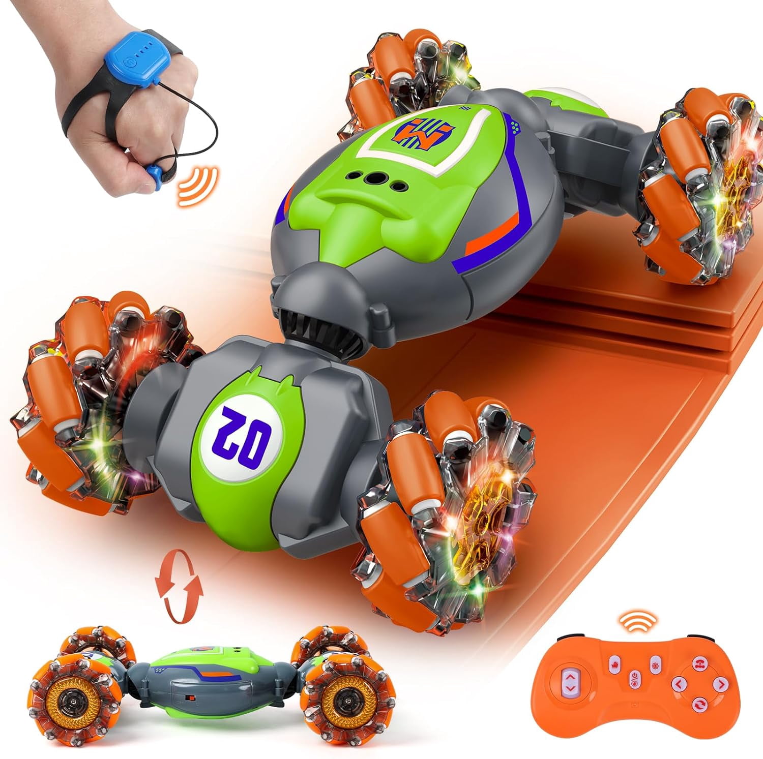 Gesture Sensing RC Stunt Car for Boys 6-12, 4WD Remote Control Toy With ...