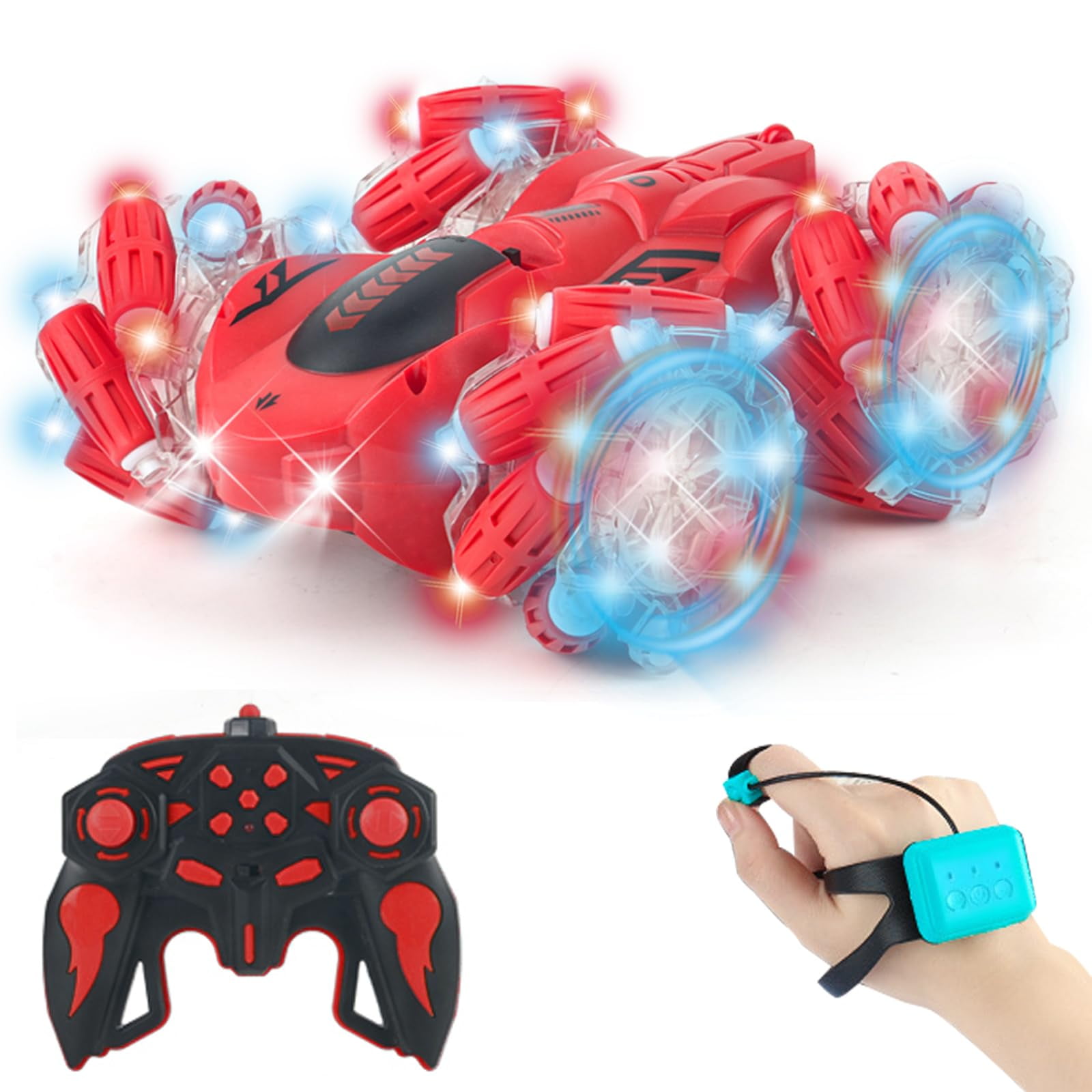 Gesture Sensing RC Stunt Car with Light, 2.4G 4WD Hand Controlled Gravity Remote Control Car Toy ...