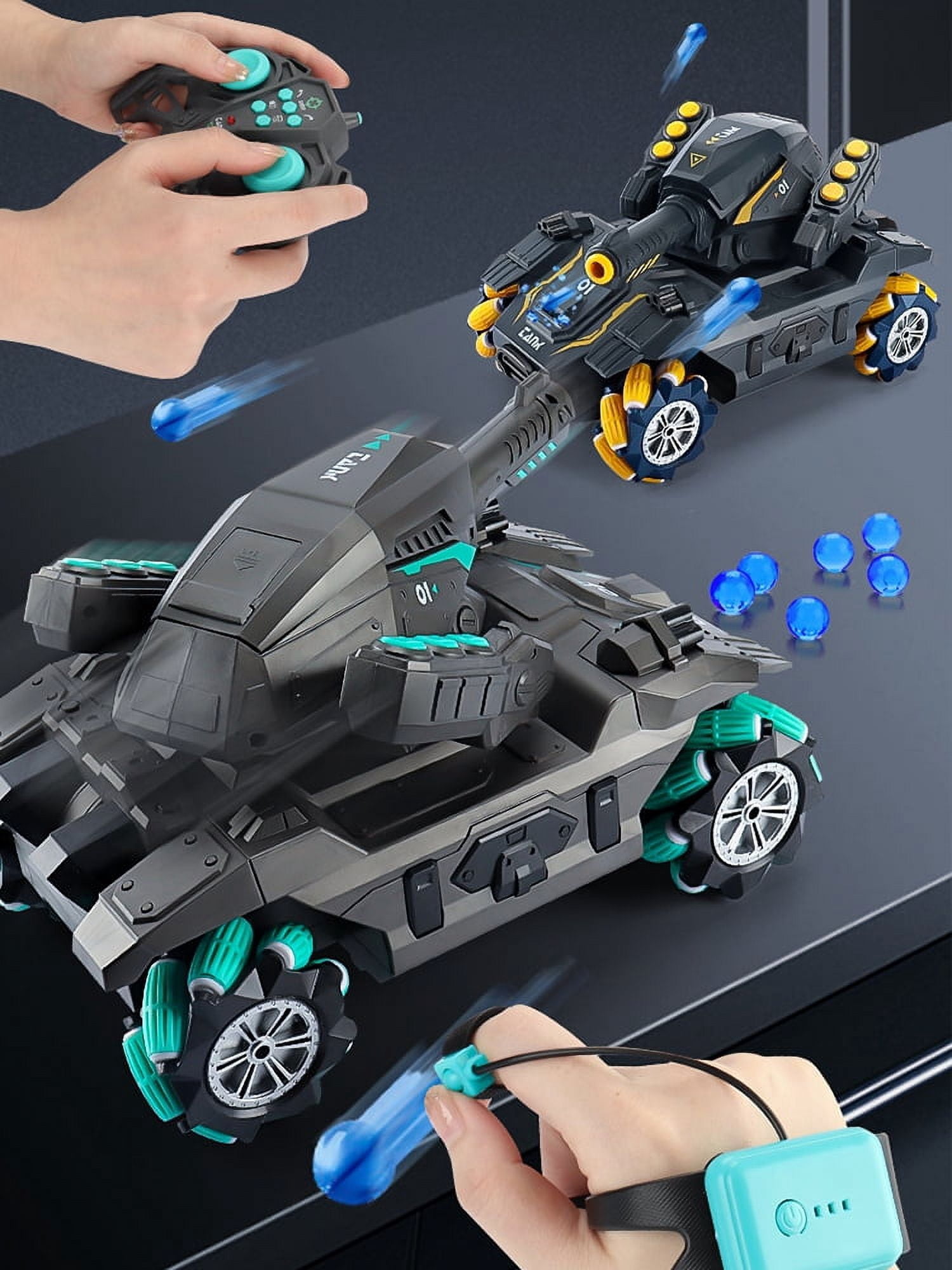 Gesture Sensor Toy Car Green Armored Vehicle Water Bomb Yellow Plastic ...