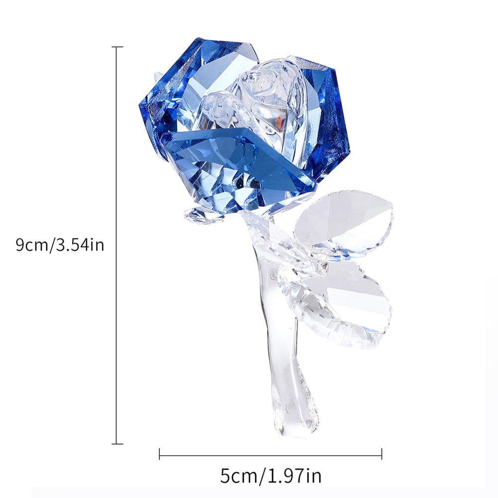 Gesuoke Crystal Glass Rose Flower Figurines Romantic Crystal Rose ...