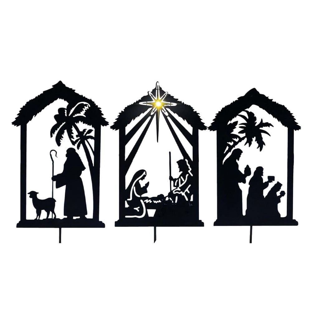Gesuoke Nativity Scene Shadow Stakes Festive Weddings Seasonal Display ...