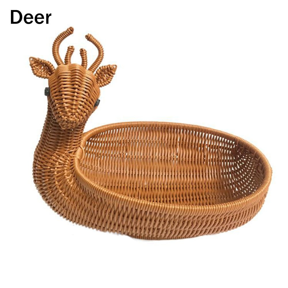 Gesuoke Vintage Handmade Wicker Animal Squirrel Duck Goose Deer Pig ...