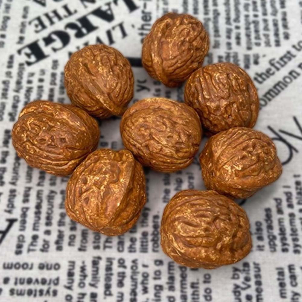 Gesuoke Walnut Nuts 10 Pcs Artificial Walnut Nuts Plastic Realistic ...