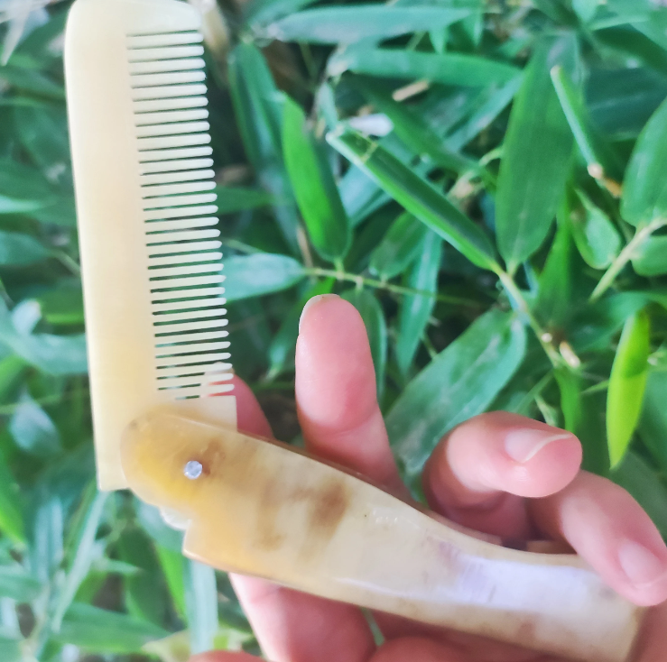 Get 1 Handmade Ox horn Anti-static Long Detangling Styling Comb for ...