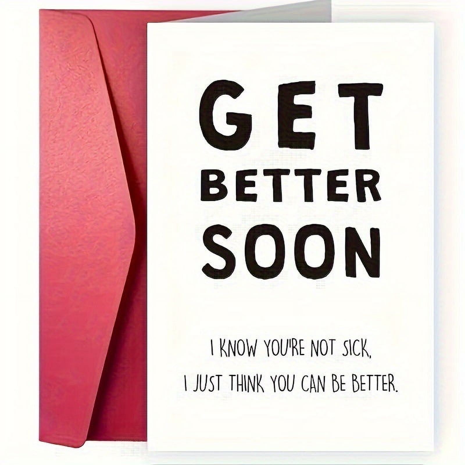 Get Better Soon Funny Greeting Card - Blank Inside with Envelope ...