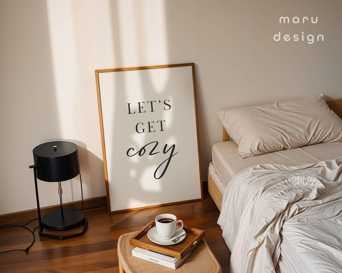 Get Cozy Print, Minimal Home Decor, Entryway Poster, Calligraphy Poster ...