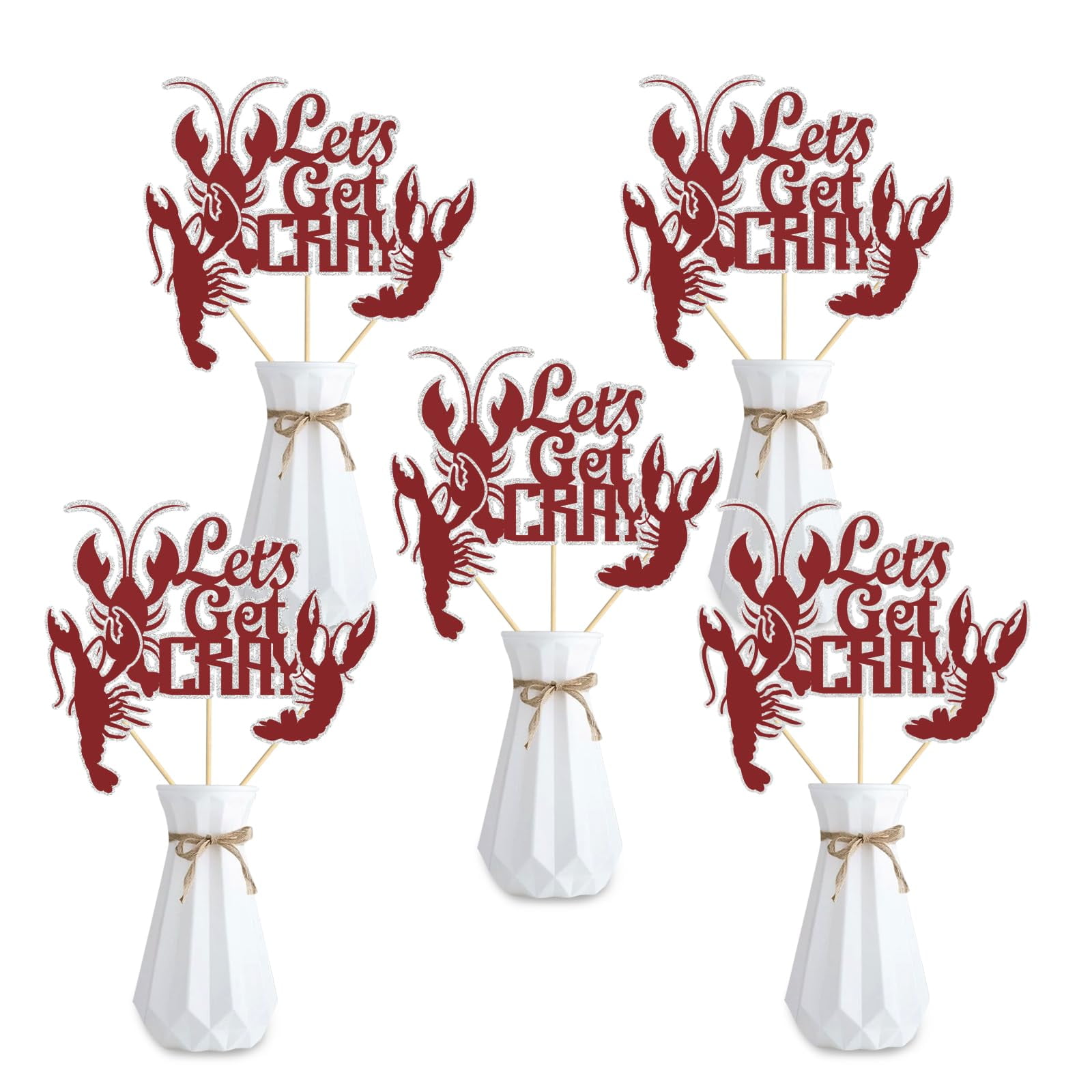 Let's Get Cray Centerpiece Sticks - 15pcs Crawfish Boil Themed Birthday ...