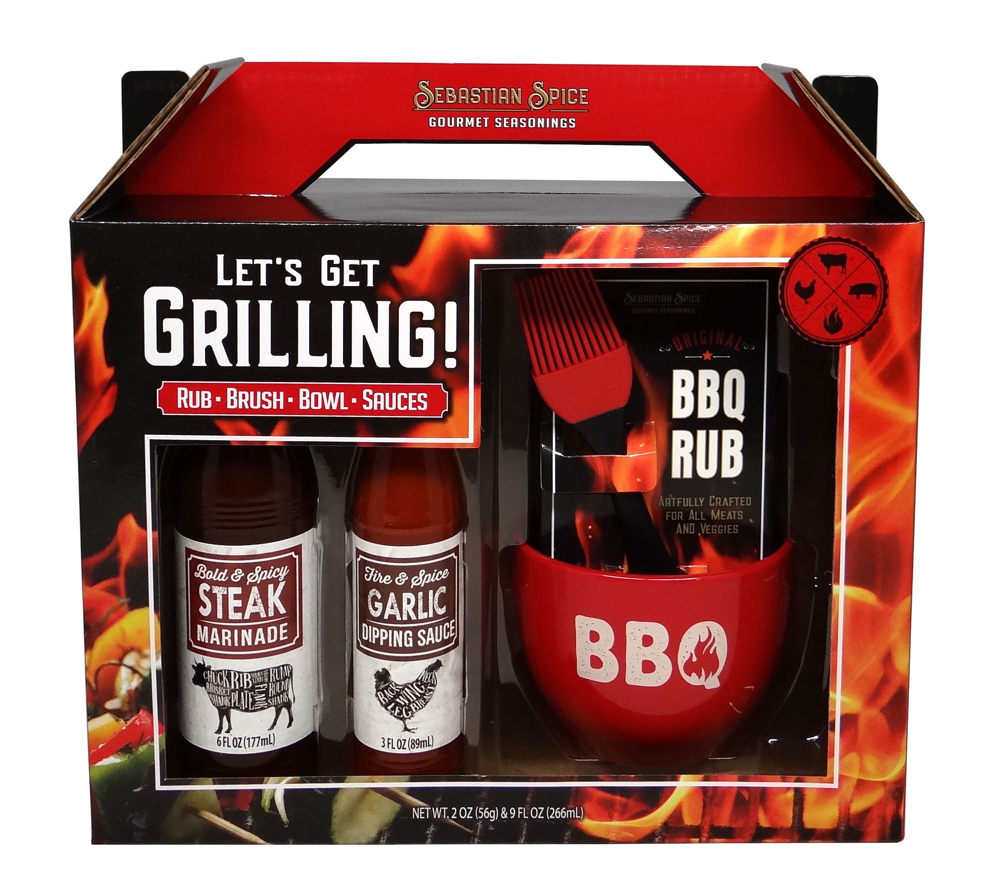 Get Grilling BBQ Seasoning and Sauce Gift Set by Sebastian & Co, 2 oz ...