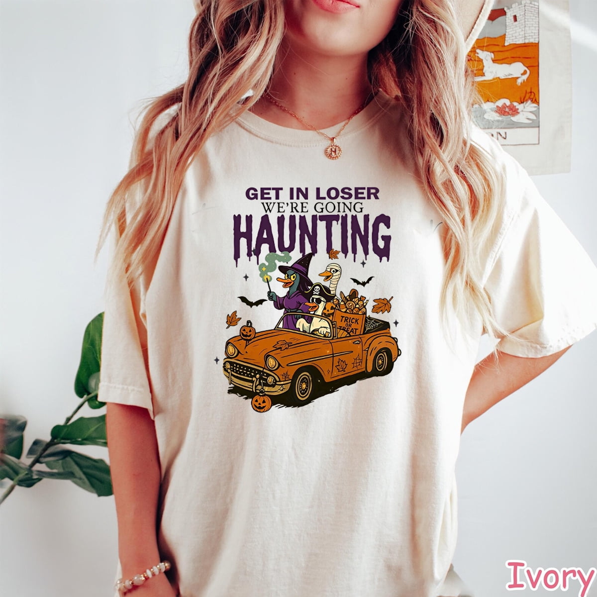 Get In Loser We’re Going Haunting T-Shirt – Funny Halloween Ducks ...