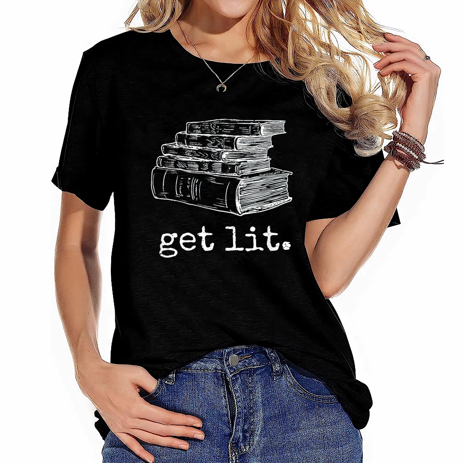Get Lit With Books Funny Meme - Gift For Book Lover, Reading T-Shirt ...