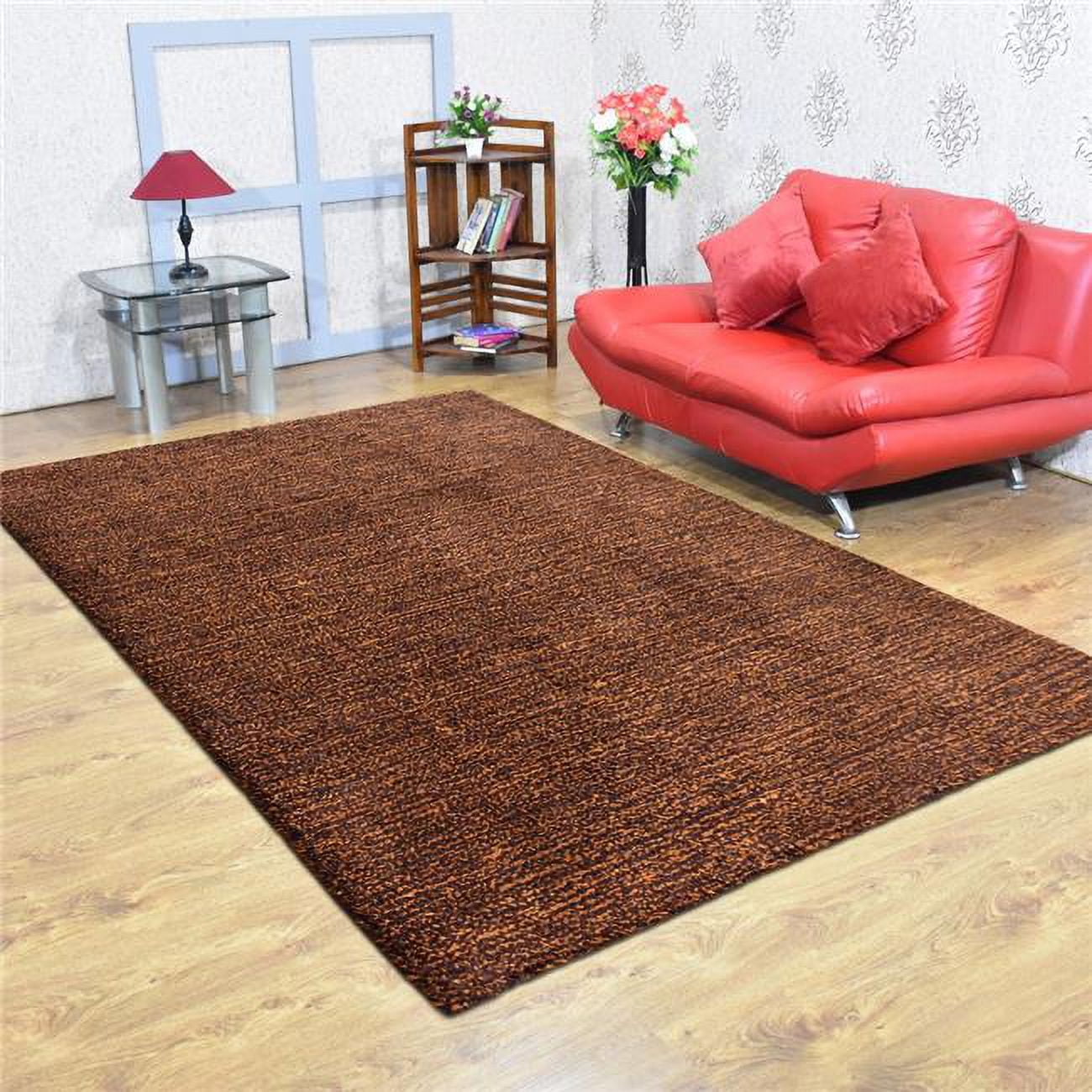 Get My Rugs Hand Knotted Loom Silk Mix Solid Rectangle Area Rug - Brown ...