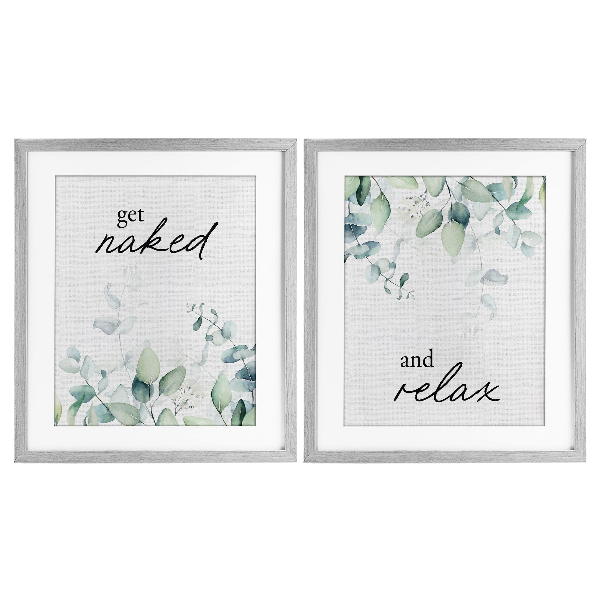 Get Naked & Relax Herbs 2 Piece Gray Framed Print Under Glass Set ...