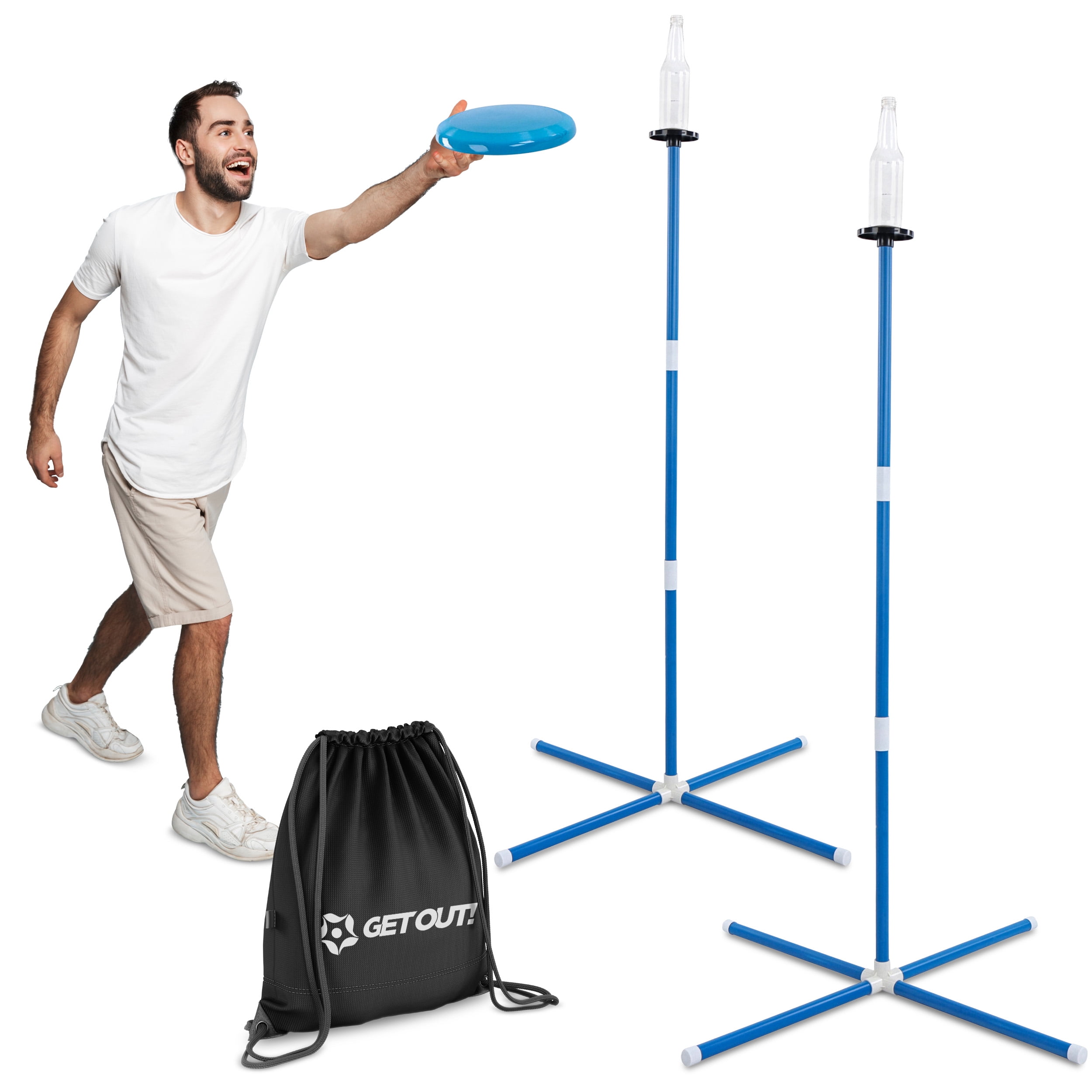 Get Out! Bottle Smash Disc Drop Game - Adjustable Polish Horseshoes ...