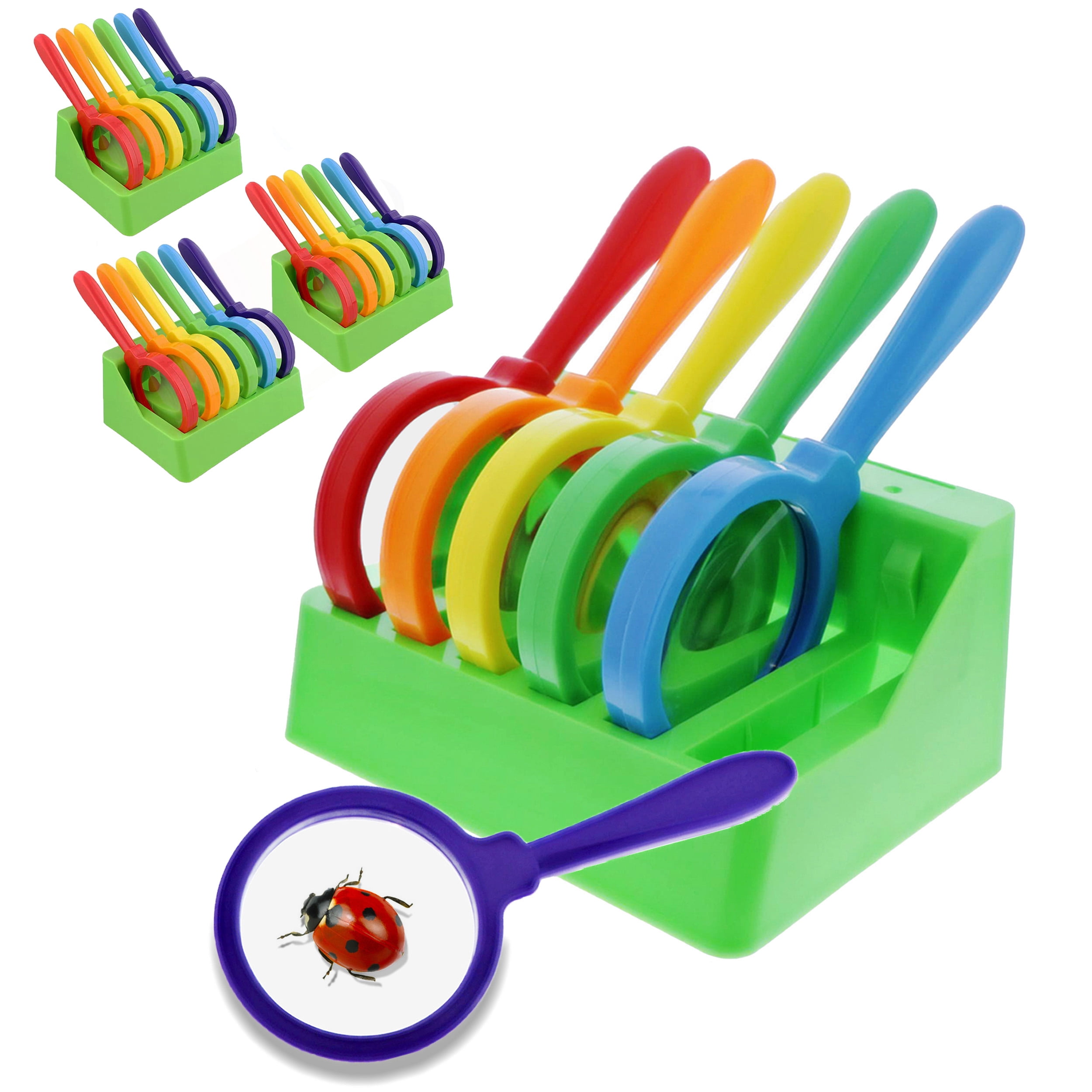 Get Out Classroom Magnifying Glass Set Of 24 Plastic Magnifier Glasses Caddy