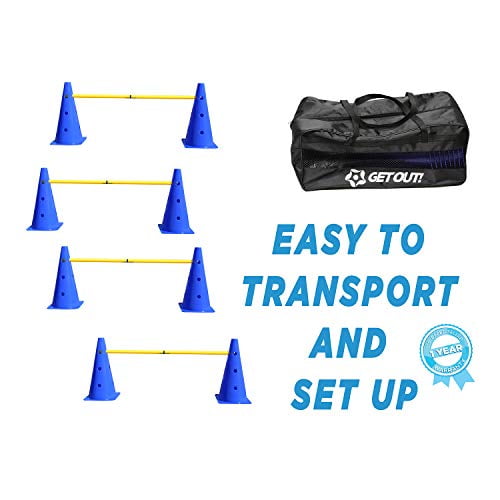 Get Out! Hurdle Cone Set – Training Cones and Agility Poles, Adjustable ...