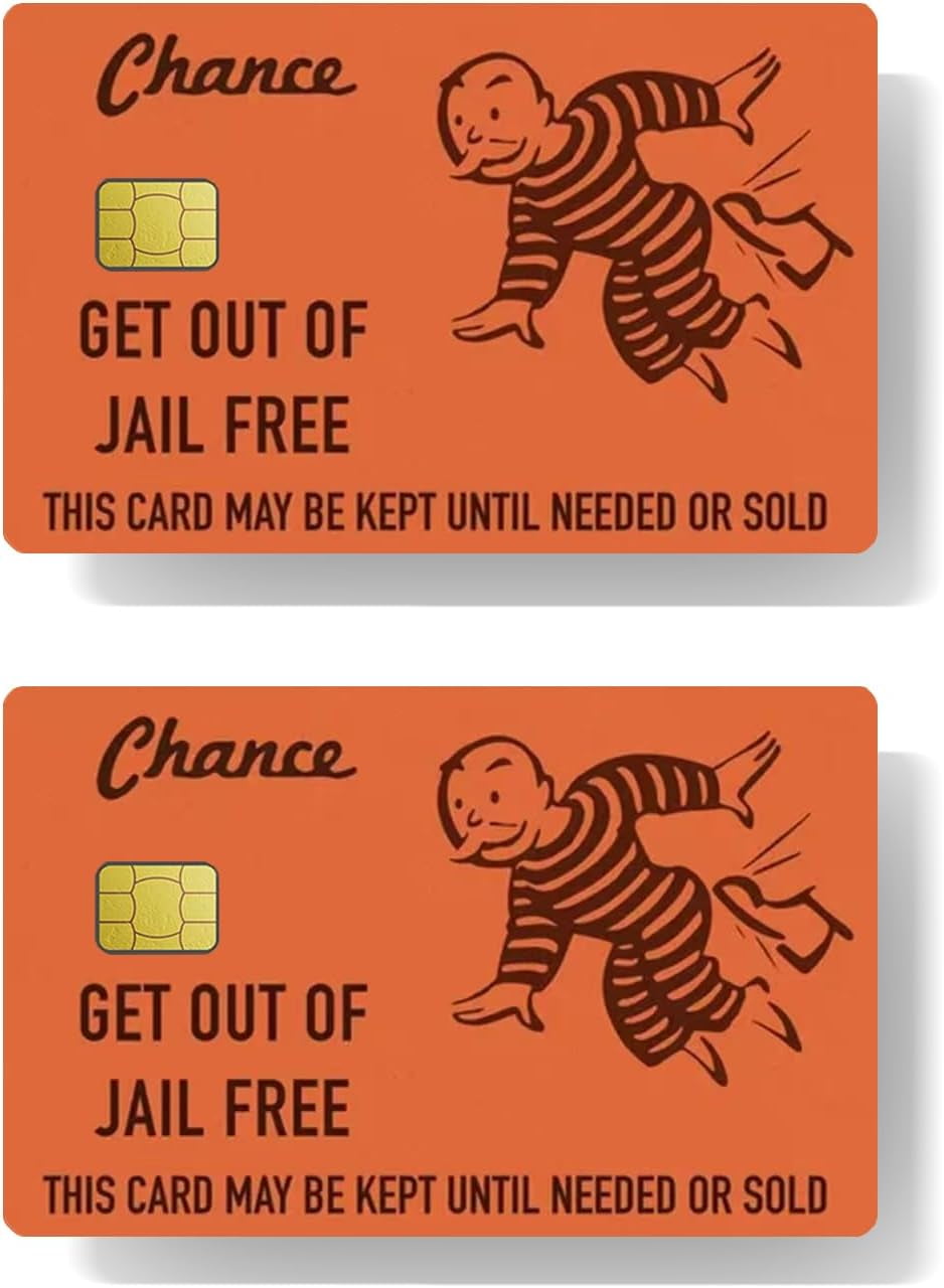 Get Out of Jail Free Credit Card Skins Sticker for Transportation Key ...