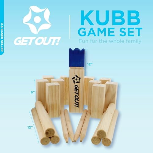Get Out! Kubb Game Set 21-Piece Yard Toss Fun – The Viking Lawn Game ...