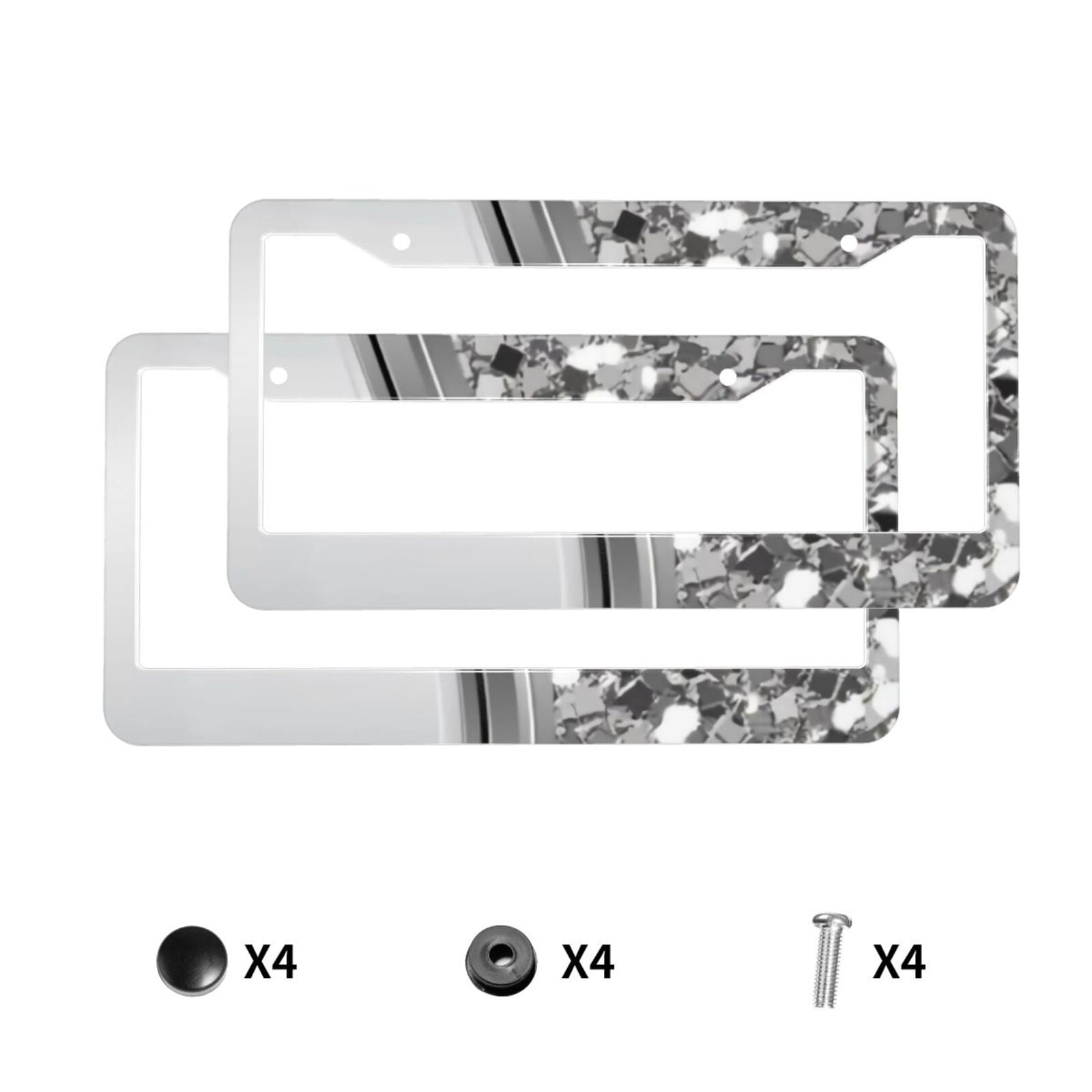 Silver Sparkle Glam Bling License Plate Frames - License Plate Covers ...