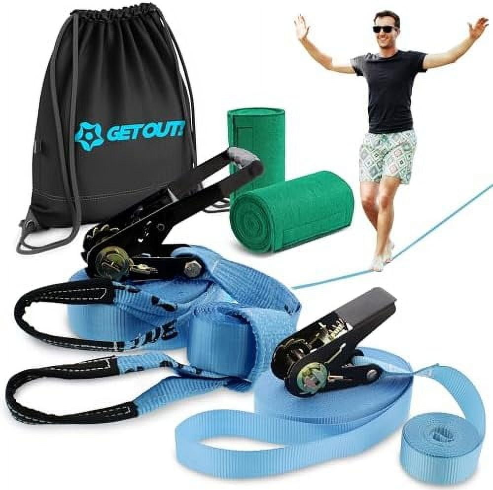 Get Out! Slackline Beginner Kit for Kids and Adults – Classic Slackline ...