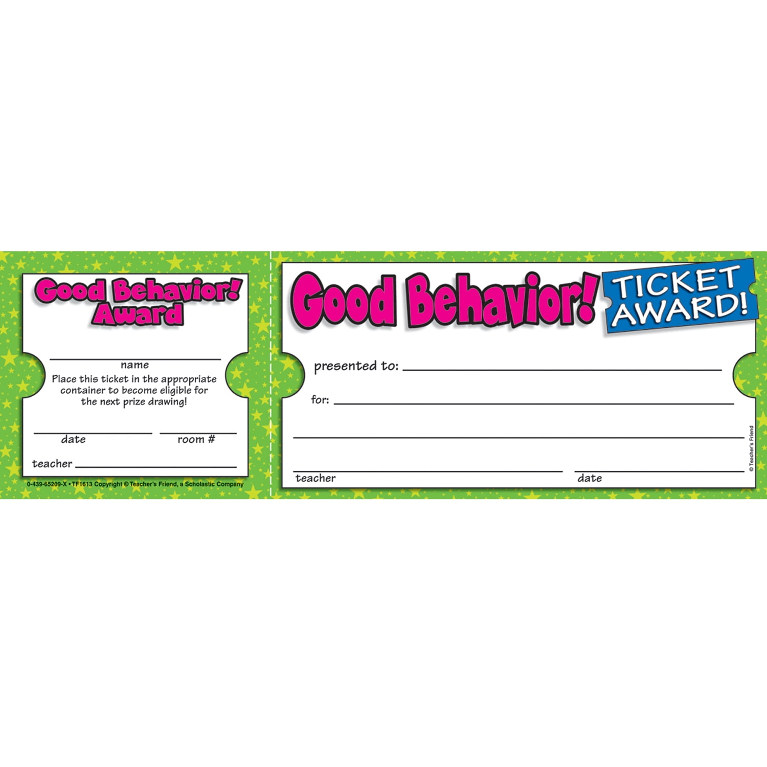Get Ready Kids Teacher's Friend Ticket Awards Good Behavior! TF-1613-6 ...