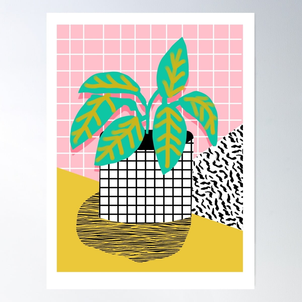 Get Real - Potted Plant Throwback Retro Neon 1980S Style Art Print ...