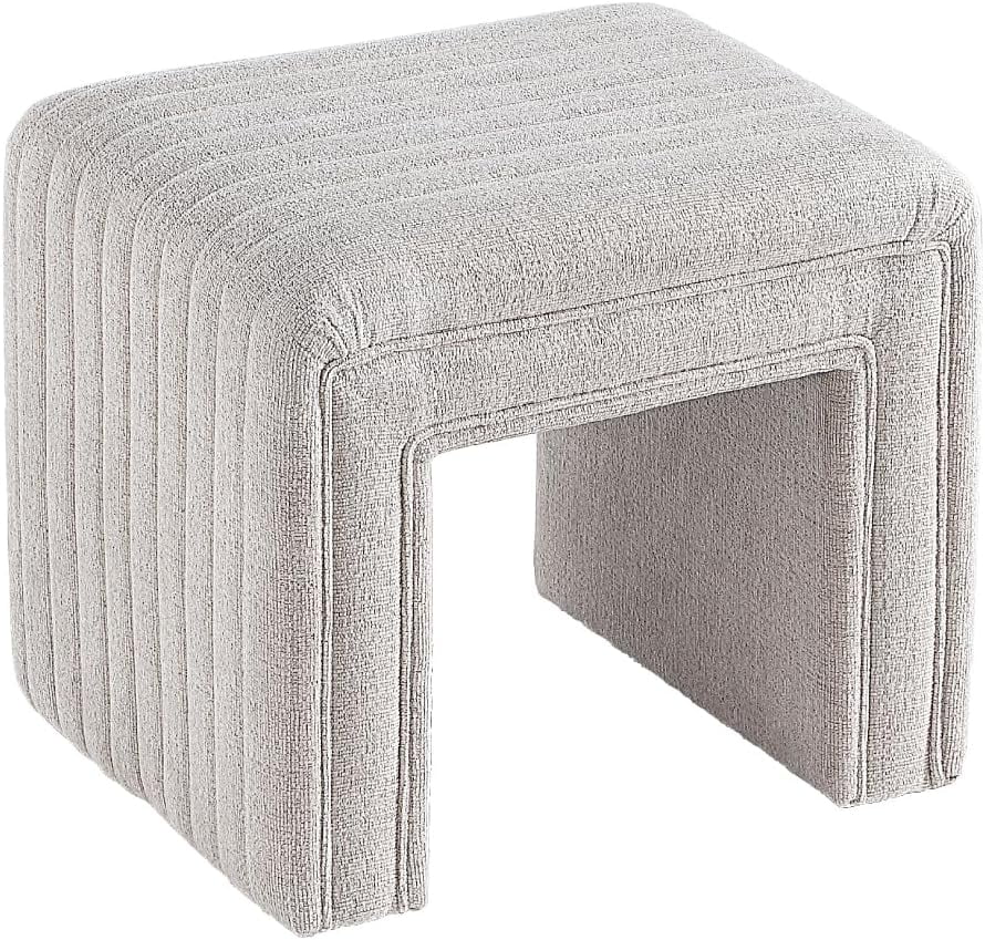 Get Set Style Vanity Stool Chair,Modern Linen Ottoman Foot Stool with ...
