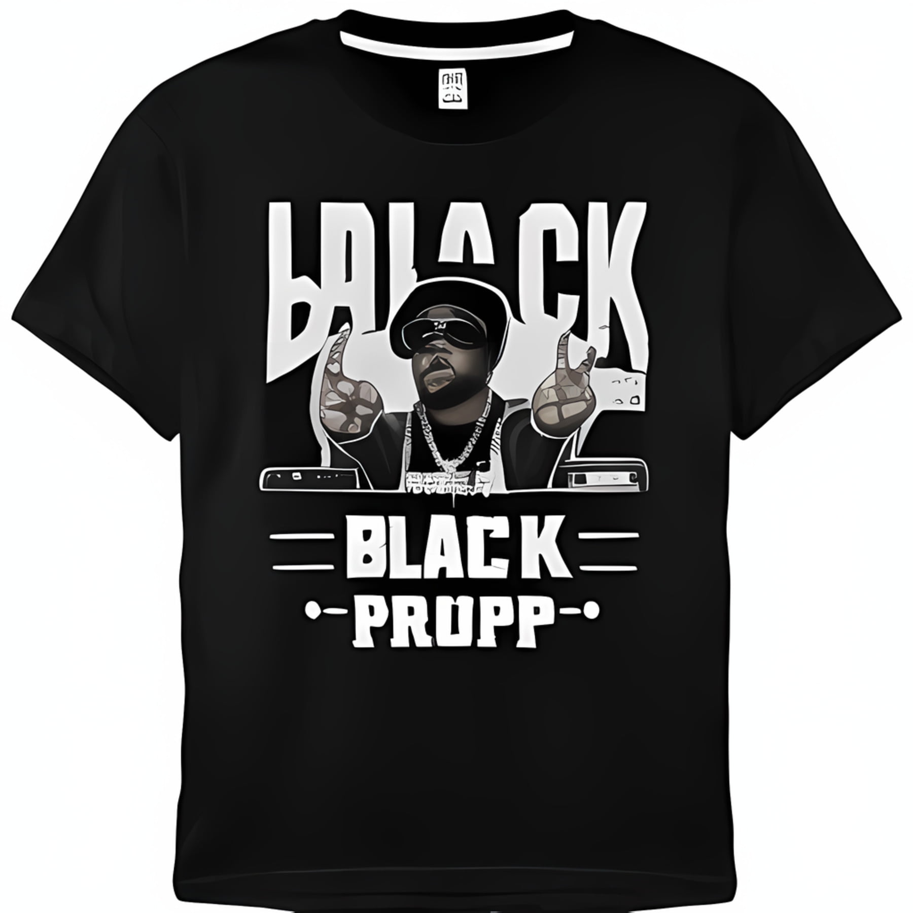 Get Streetwise Style with BLACK'e'prop Hip Hop Cartoon T-Shirt Urban Rapper Design on Black T ...
