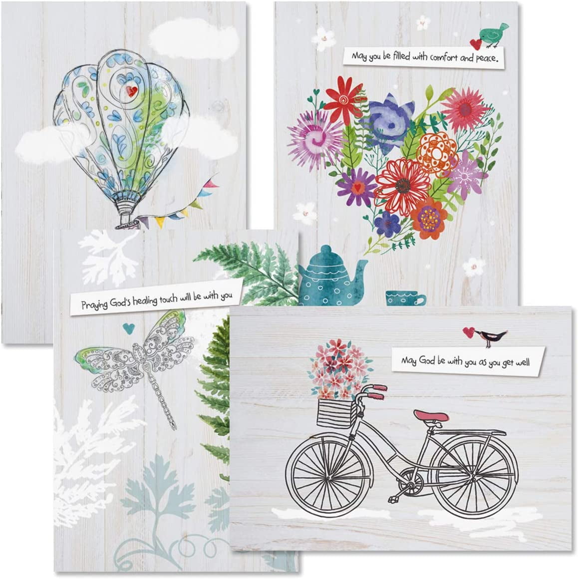 Get Well Faith Greeting Cards with Scripture - Set of 8 (4 Designs ...