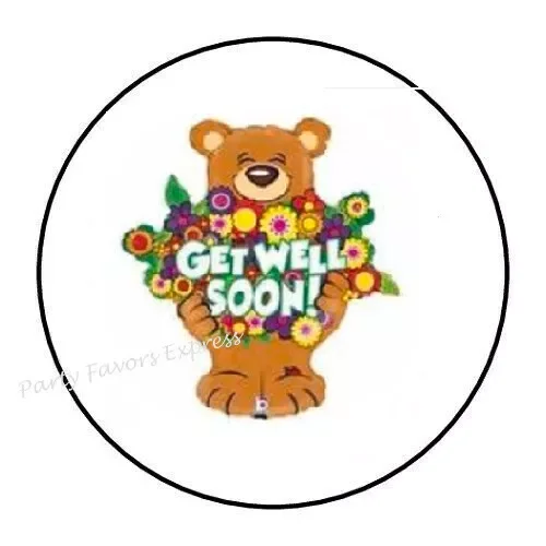 Get Well Soon Bear Sticker Envelope Seals Labels Stickers Phone Decal ...