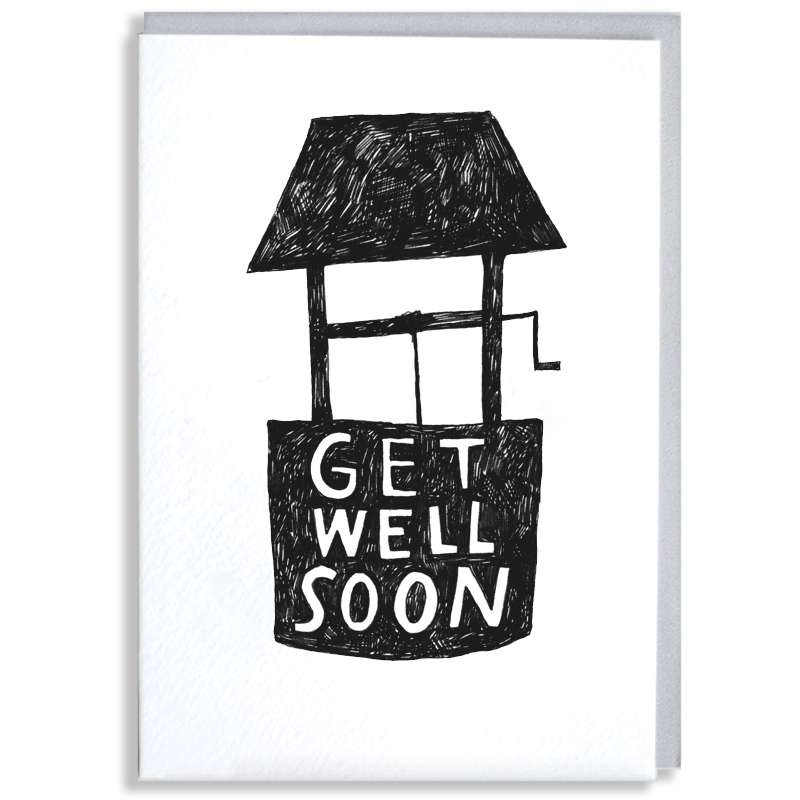 Get Well Soon Card – Charming Wishing Well Design – Blank Inside ...