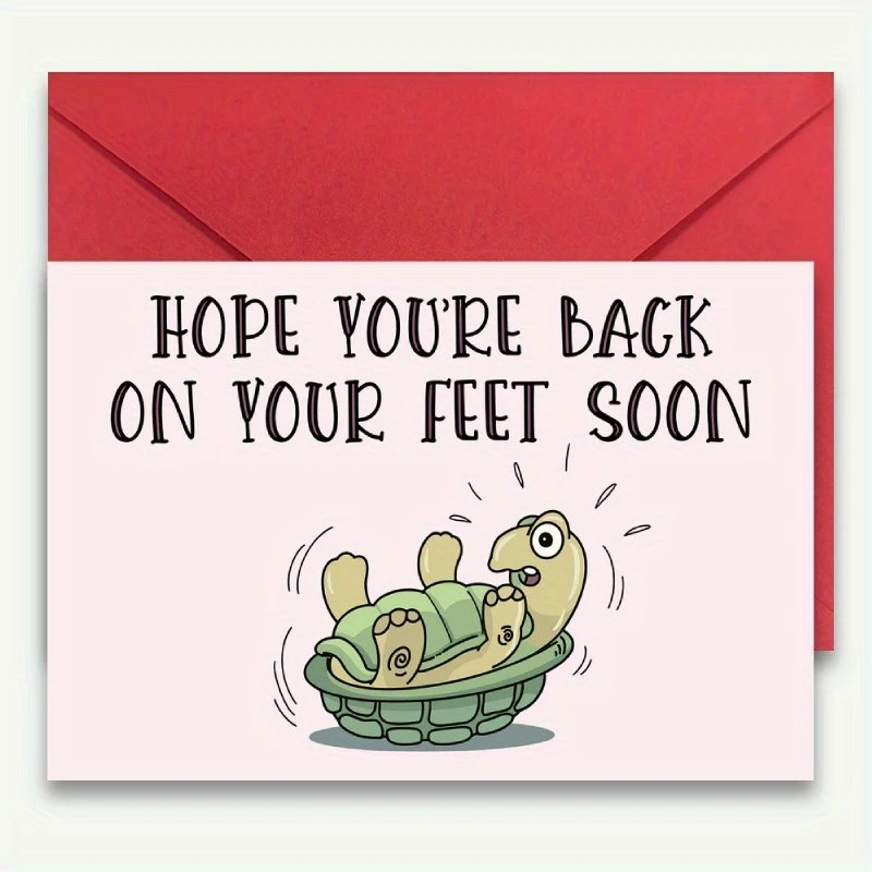 Get Well Soon Card – Cheerful Turtle Design – "Hope You're Back on Your ...