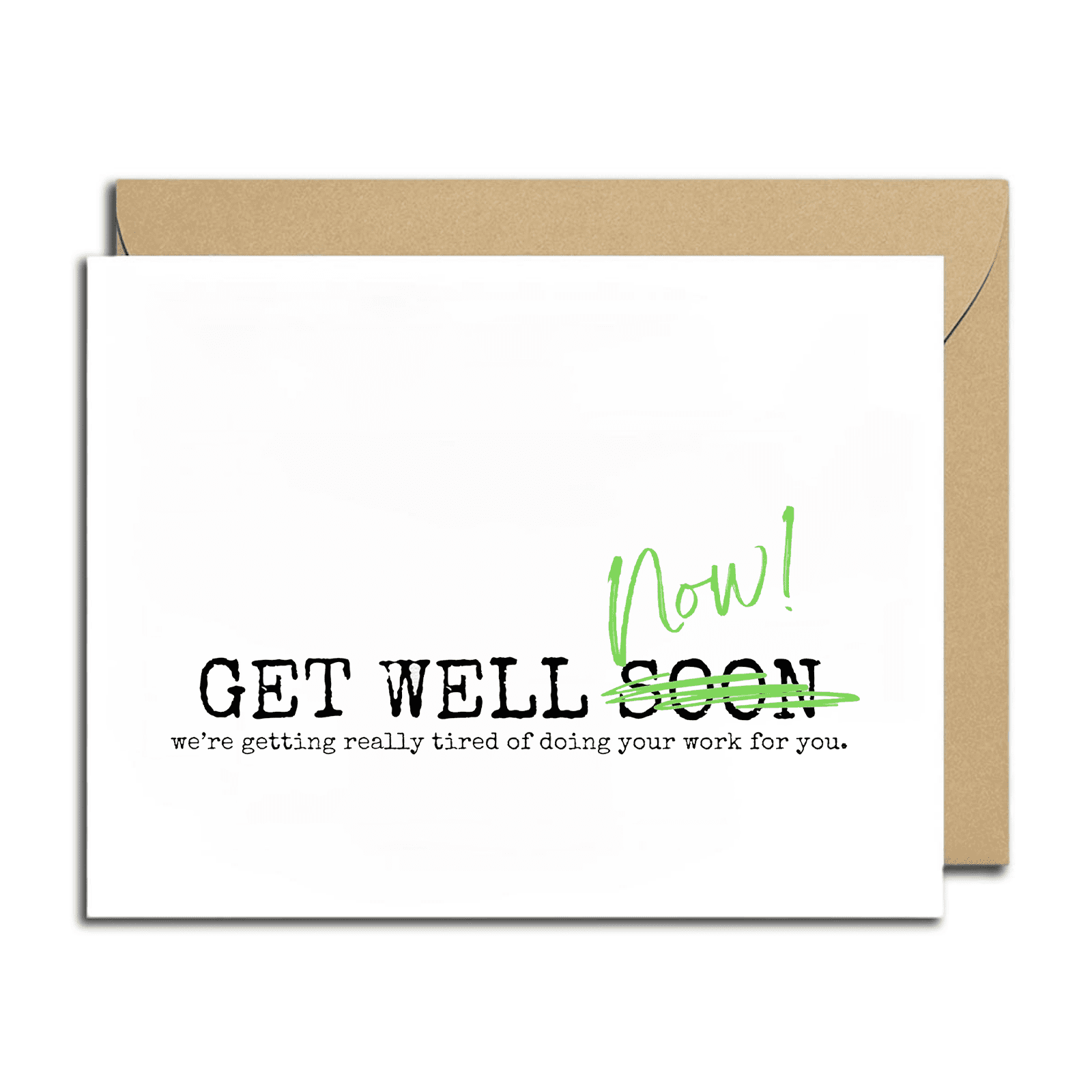 Get Well Soon Card – Funny Work-Themed Greeting Card with "Get Well Now ...