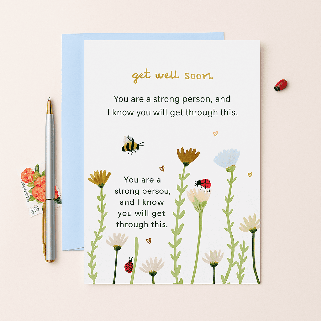Get Well Soon Card – Inspirational Floral Design with Encouraging ...