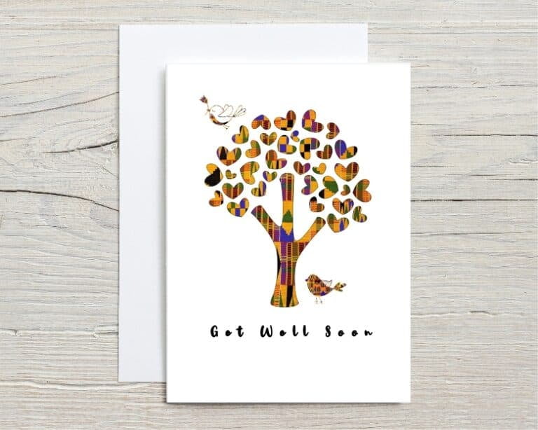 Get Well Soon Card with Colorful Heart Tree Design – Blank Inside ...
