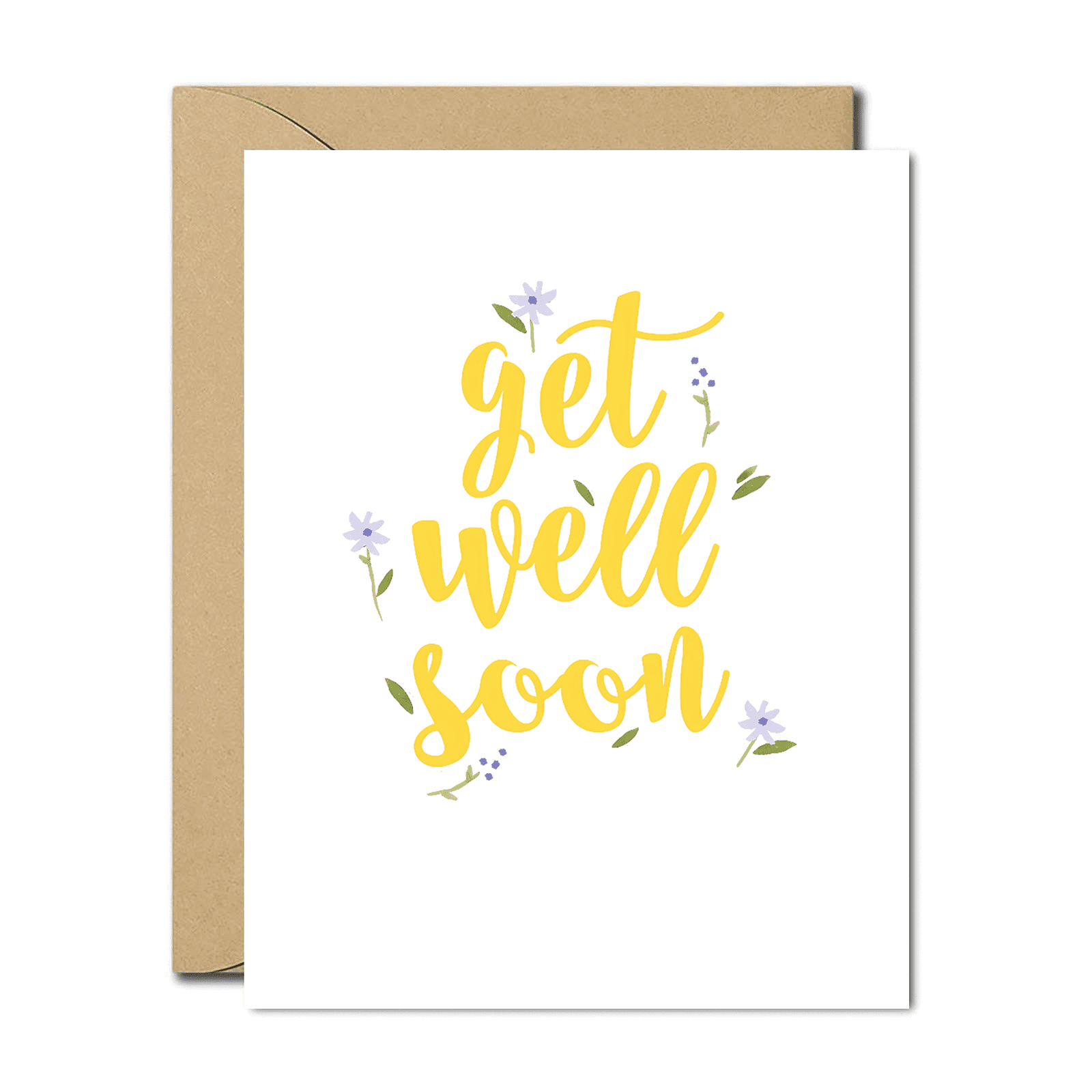 Get Well Soon Card with Floral Design – Bright Yellow Typography ...