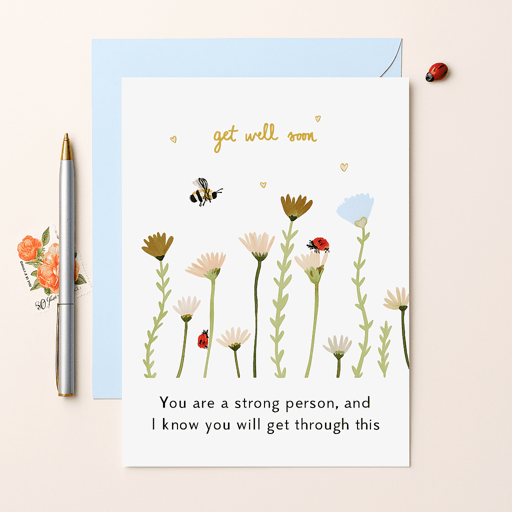Get Well Soon Card with Floral Design – Inspirational Message ...