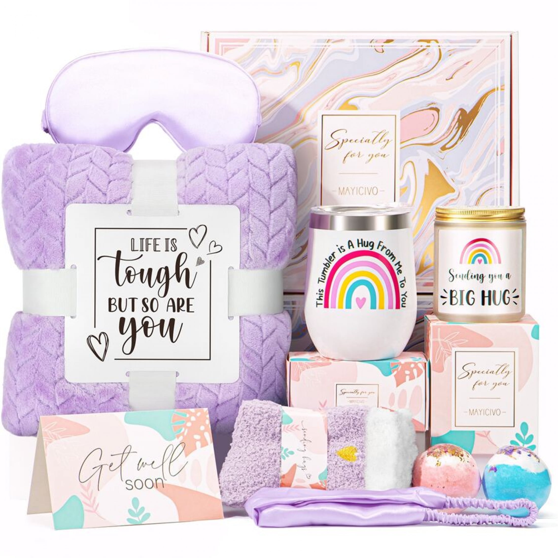 Get Well Soon Care Package for Women - Soft Fleece Blanket & Leak-Proof ...