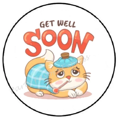 Get Well Soon Cat Stickers Party Favors Phone Decal Water Bottle ...