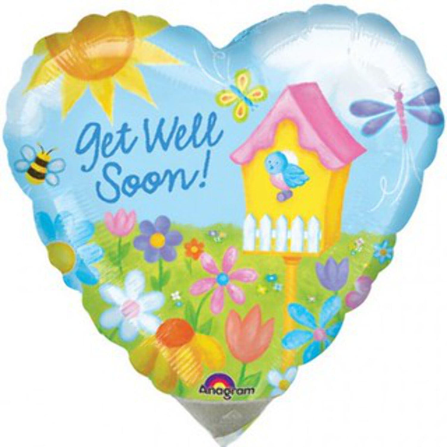 Get Well Soon Garden Scence 30 Inch Heart Shaped Foil Mylar Balloon ...
