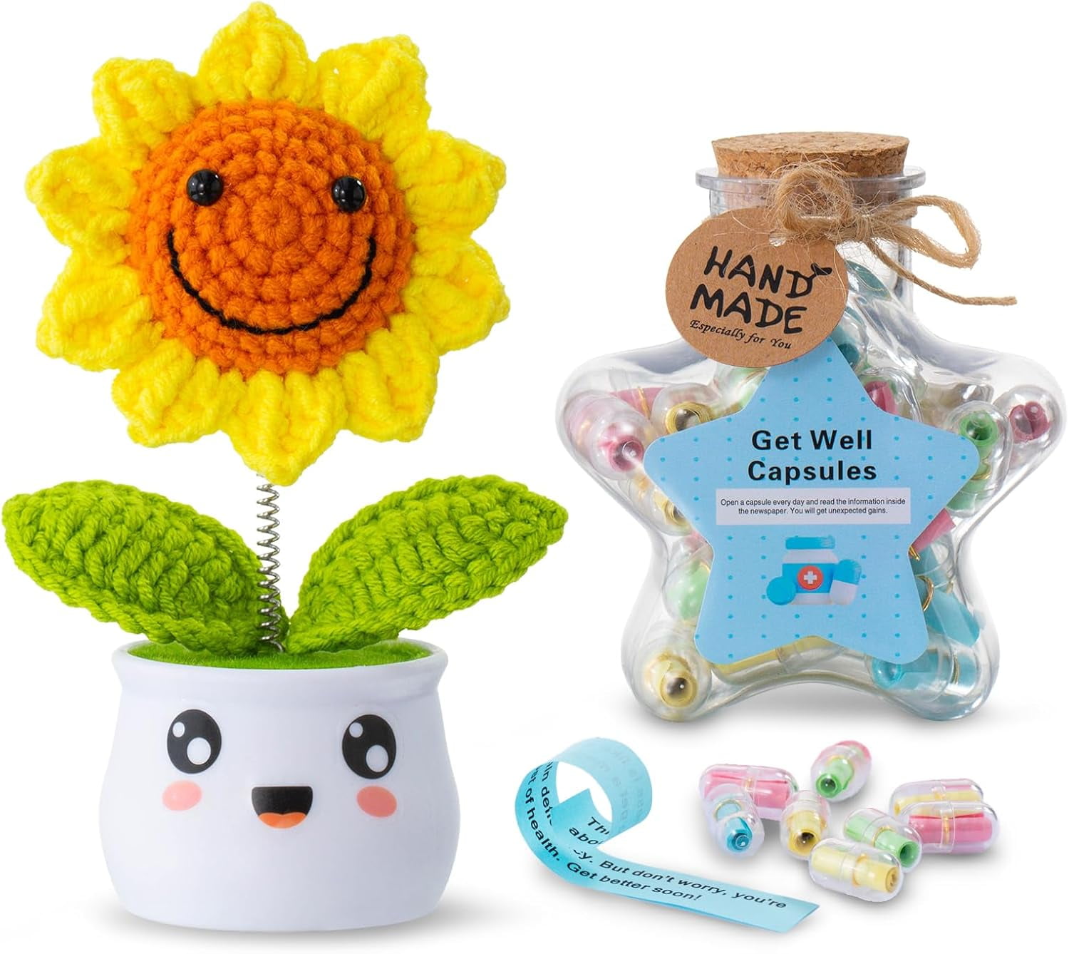 Get Well Soon Gifts, Crochet Sunflower for Women, Artificial Sun Flower ...