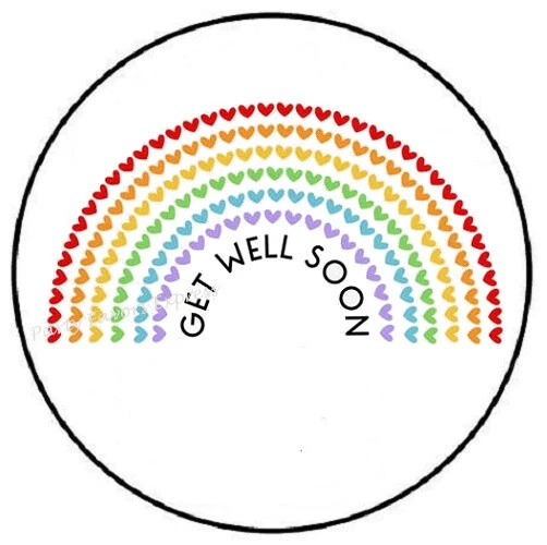 Get Well Soon Rainbow Hearts Envelope Seals Labels Party Favors ...