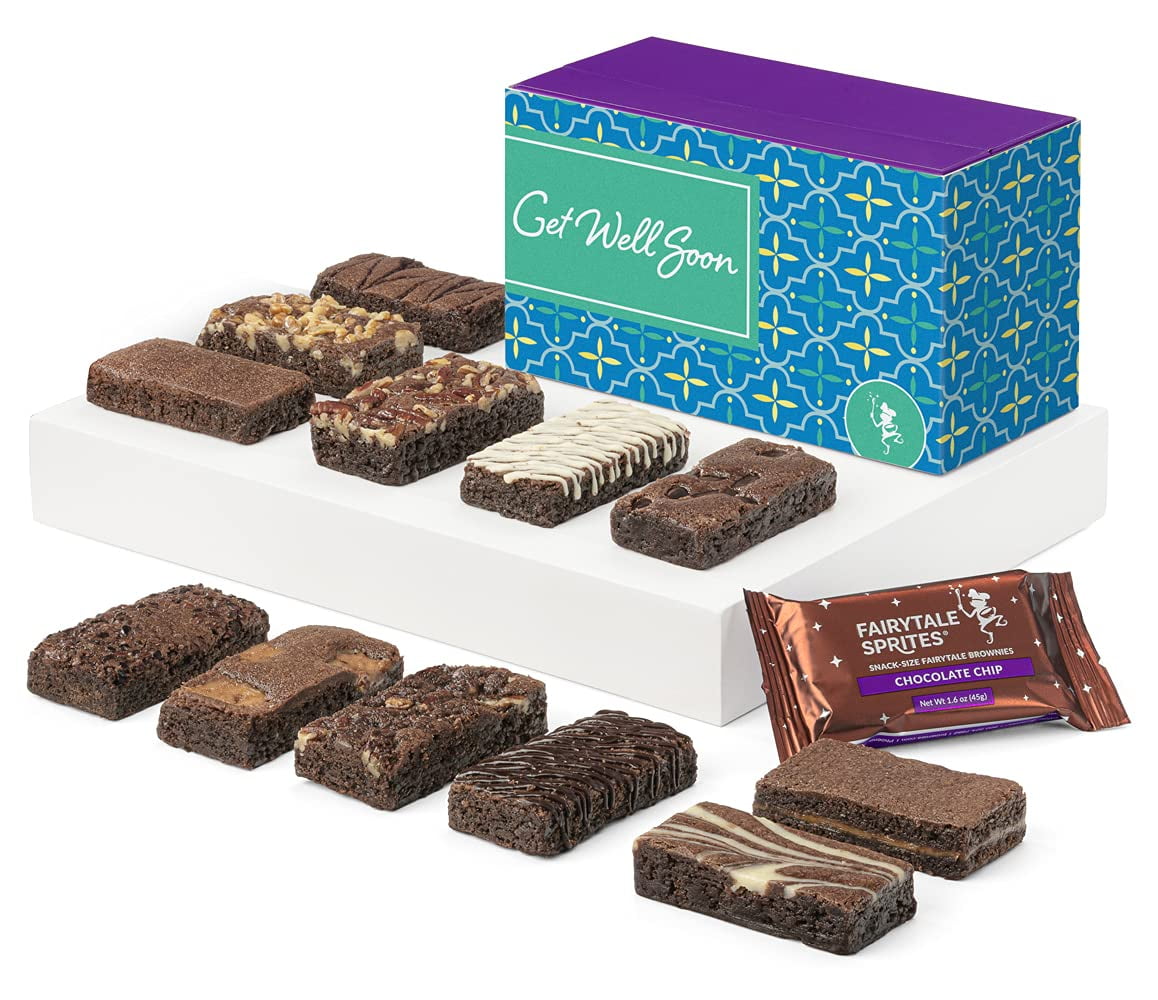 Get Well Sprite Dozen Individually Wrapped Gourmet Chocolate Food Gift Basket - 3 Inch x 1.5 ...